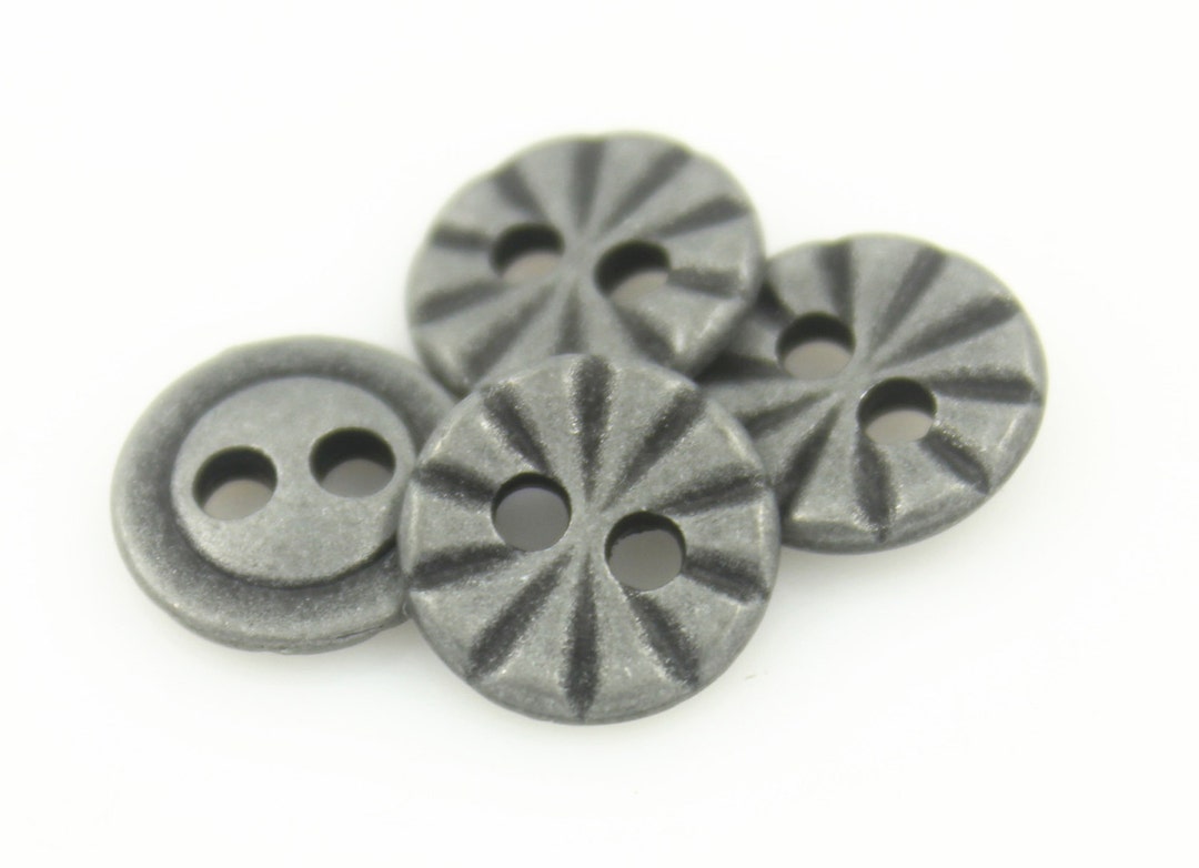 Metal Buttons - Dull Silver Radial Lines Hole Buttons - 11mm - 7/16 ...