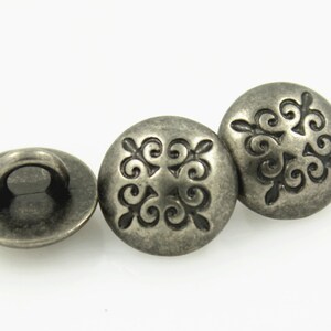 Metal Buttons - Trefoil Cross Gray Silver Domed Metal Shank Buttons ...
