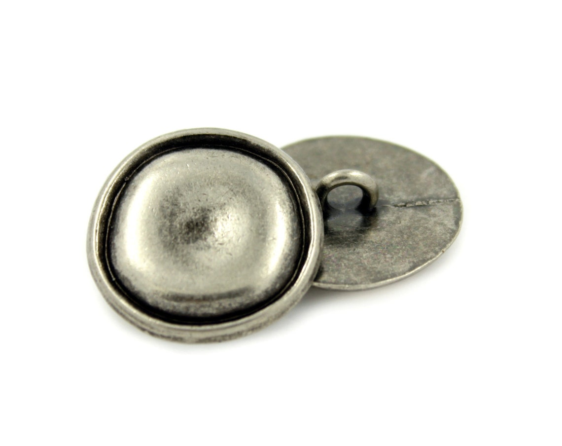 Metal Buttons Rustic Round Gray Silver Metal Shank Buttons - Etsy