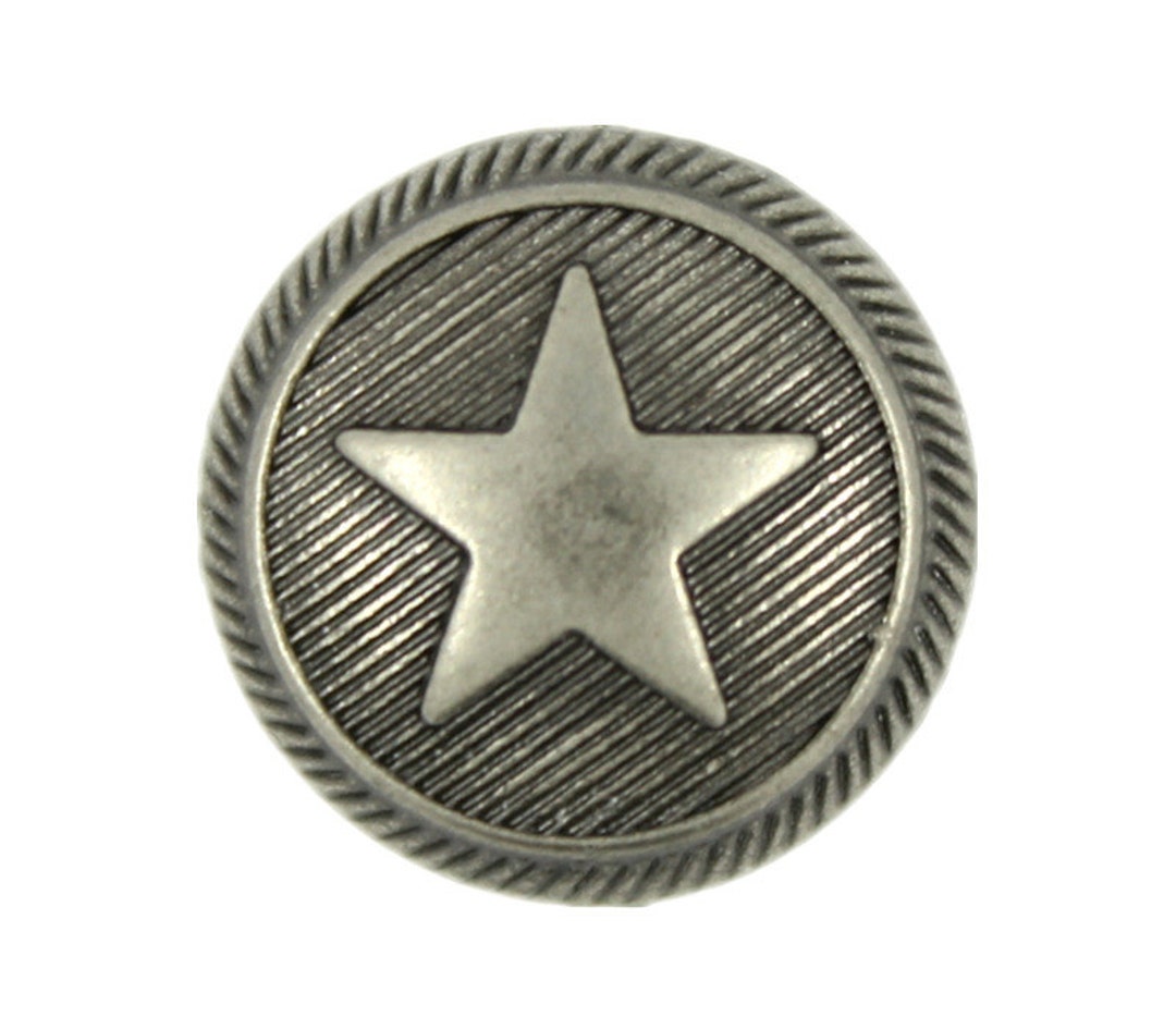 Metal Buttons - Roped Star Metal Shank Buttons in Gray Silver Color ...
