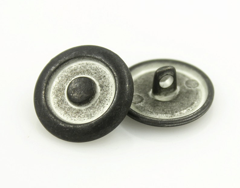 Metal Buttons - Gunmetal White Concentric Metal Shank Buttons - 23mm ...