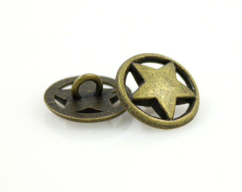 Metal Buttons Star and Ring Metal Shank Buttons in Antique - Etsy