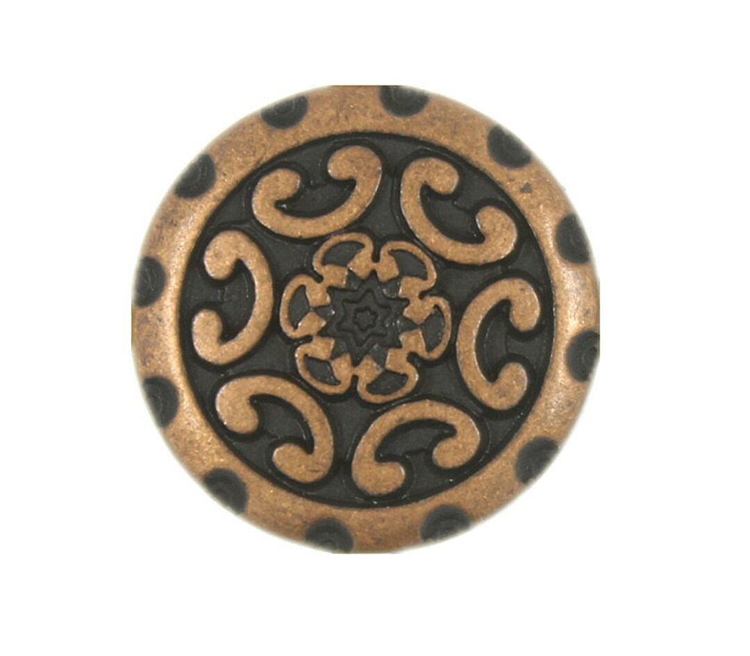 Metal Buttons - Arab Flower Copper Metal Shank Buttons - 15mm - 5/8 ...