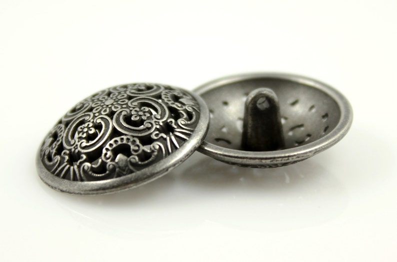 Metal Buttons - Gray Silver Openwork Flowery Engraving Metal Shank ...