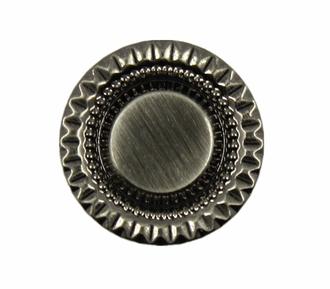 Metal Buttons - Shiny Gunmetal Crown Gear Metal Shank Buttons - 18mm ...
