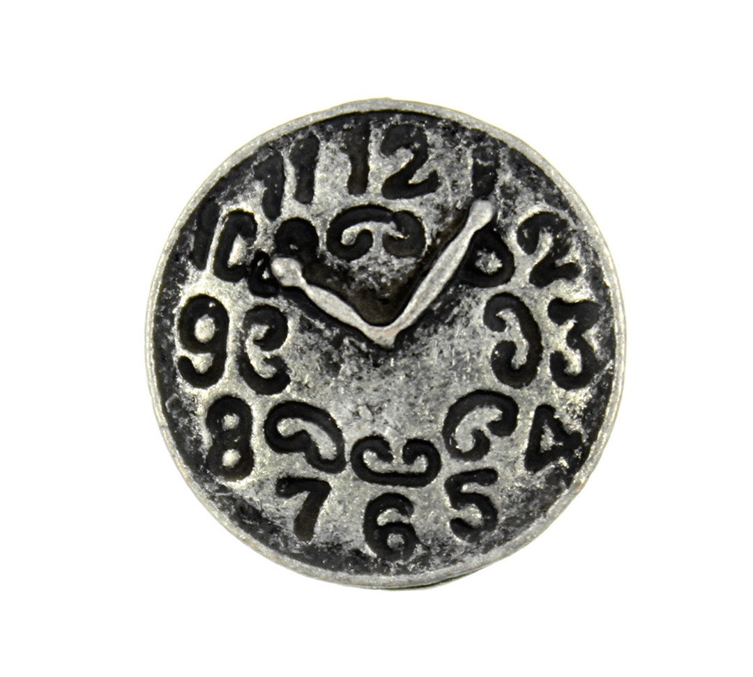 Clock Metal Buttons Antique Silver Novel Clock Metal Shank - Etsy