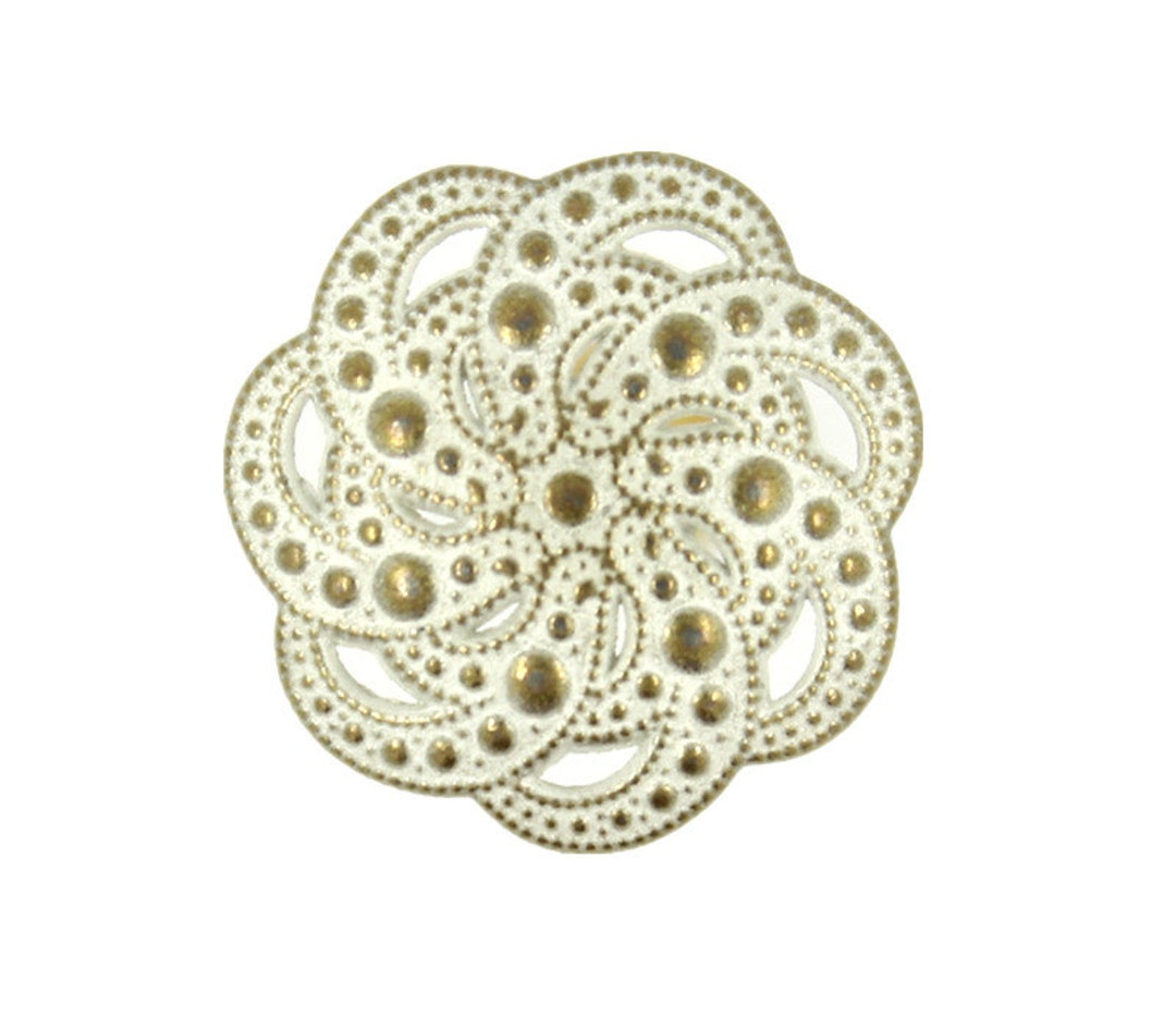 Flower Metal Buttons - Spiral Flower Art Brass Patina Metal Shank ...