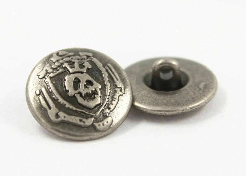 Metal Buttons Skull King Gray Silver Metal Shank Buttons | Etsy