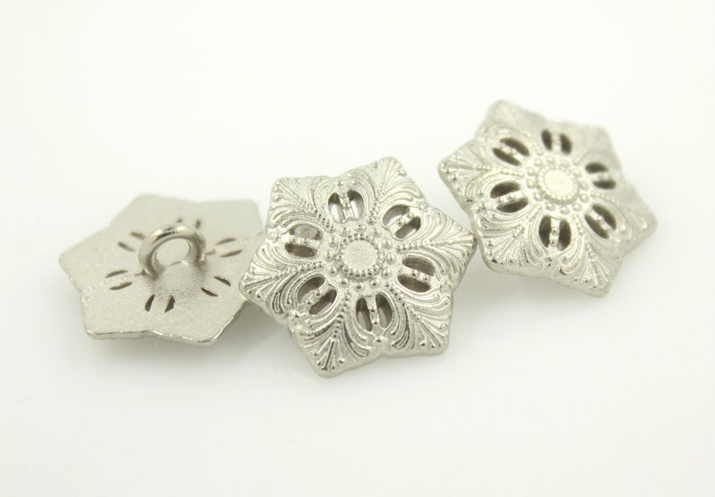 Metal Buttons Silver Snowflake Metal Shank Buttons 20mm - Etsy