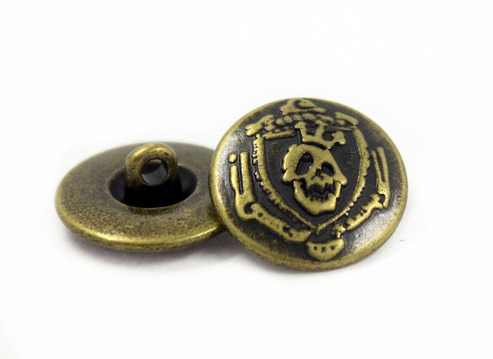 Metal Buttons - Skull King Antique Brass Metal Shank Buttons - 18mm ...