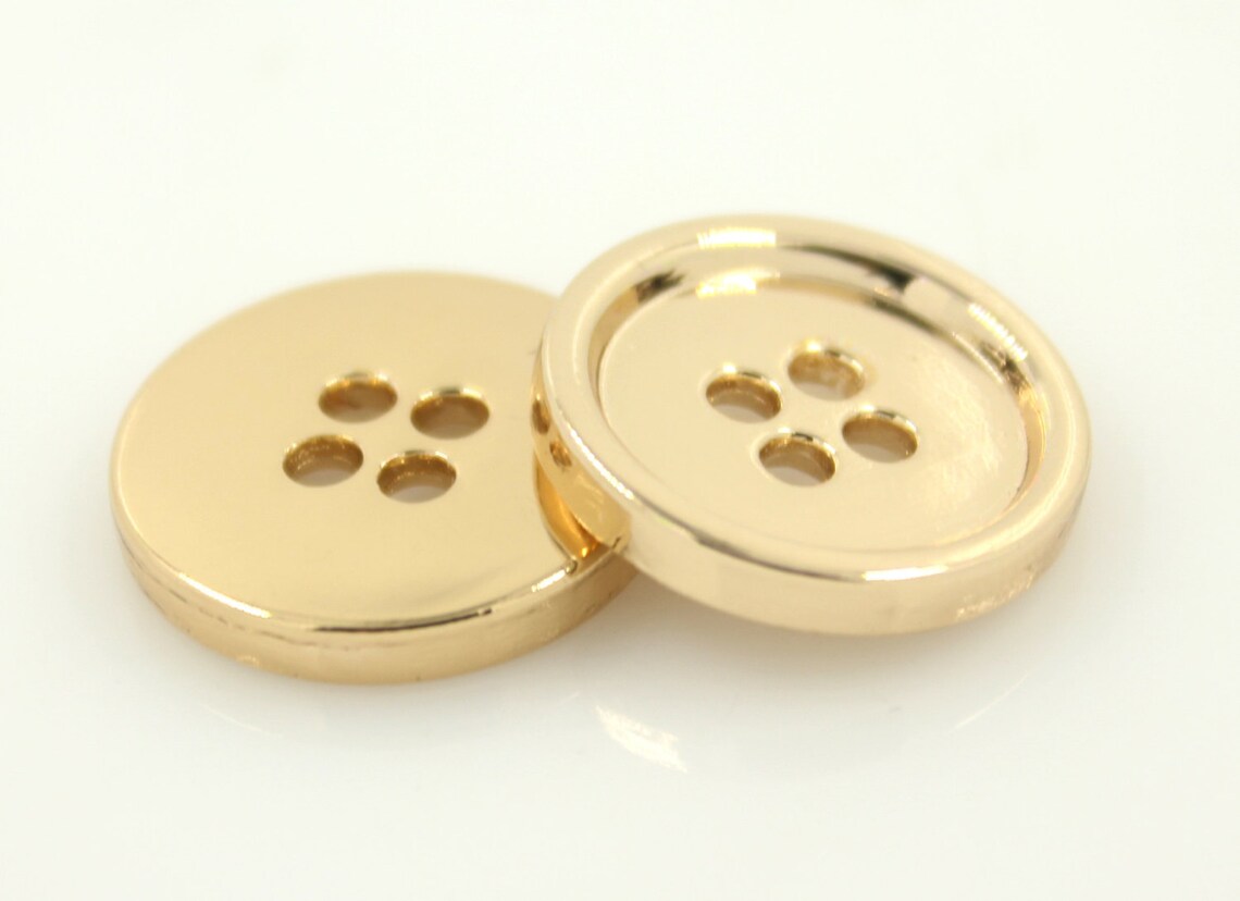 Metal Buttons Thick Edge Light Gold Metal Holes Buttons - Etsy