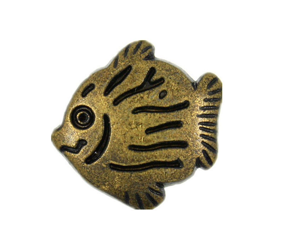 Metal Buttons - Fish Antique Brass Metal Shank Buttons - 17mm - 11/16 ...