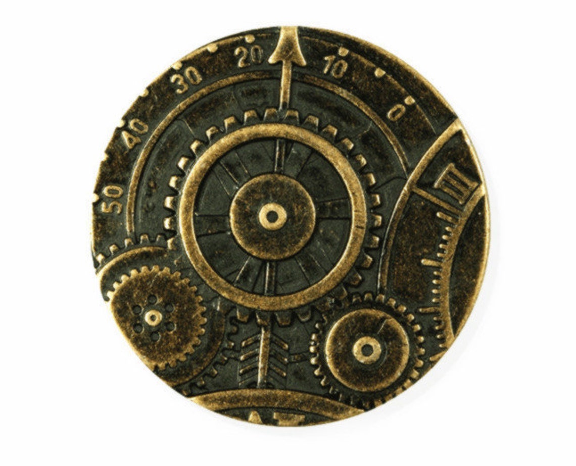 Steampunk Metal Buttons - Mechanism Manometer Antique Brass Metal Shank ...