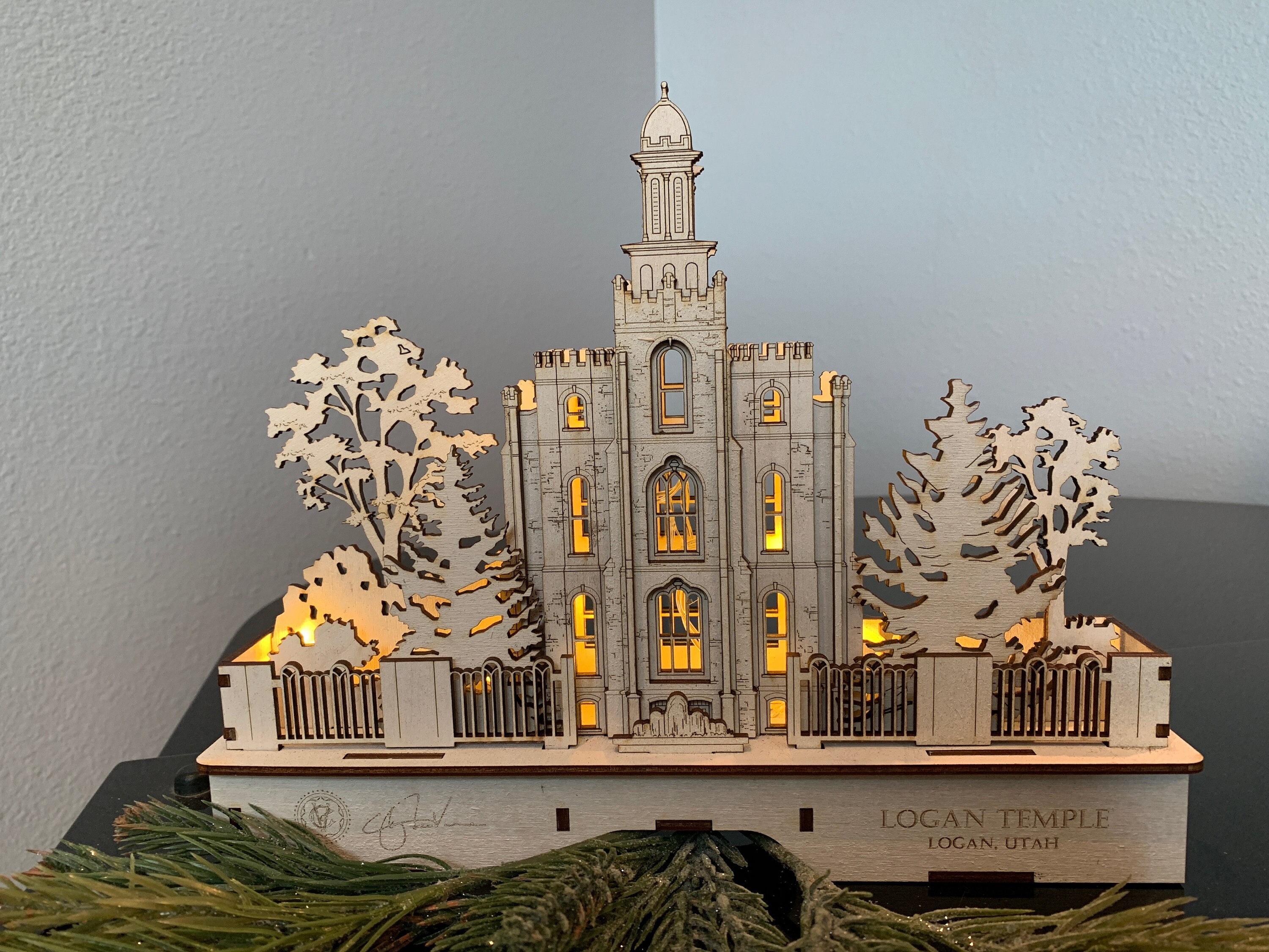 Logan Temple Folk Art/ Small With Lights Natural Schwibbogen - Etsy