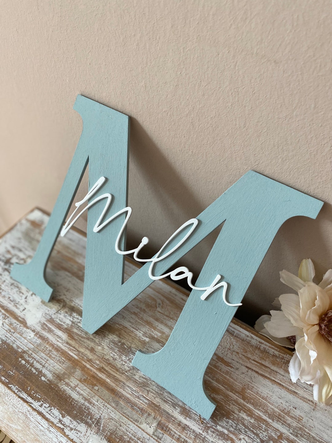 Letter With Name Wooden Letter Door Sign Baby Gift Christening Children ...