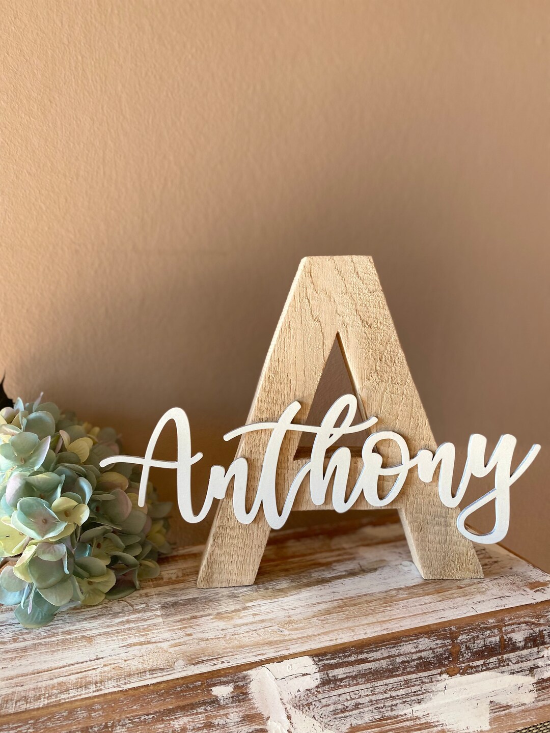 Solid Wood Letters 20 Cm Height Christening Gift Birth Gift Wooden ...