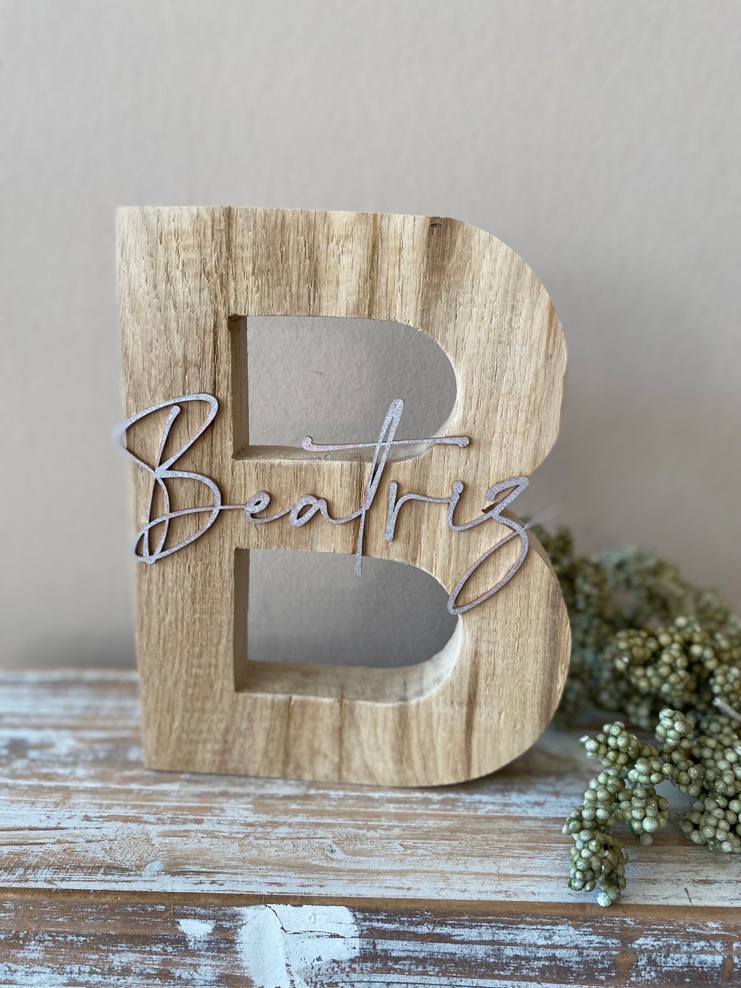 Letter With Name nature Name Plate Wood Birth Gift Wooden Letter ...