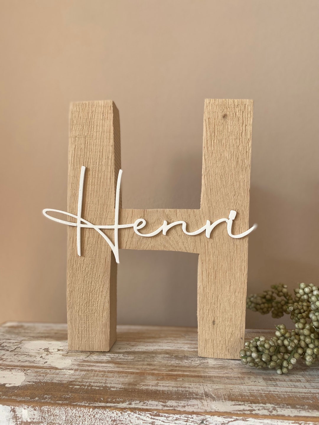 Letter With Name (natural) | Name Plate Wood | Gift for Birth | Wooden ...