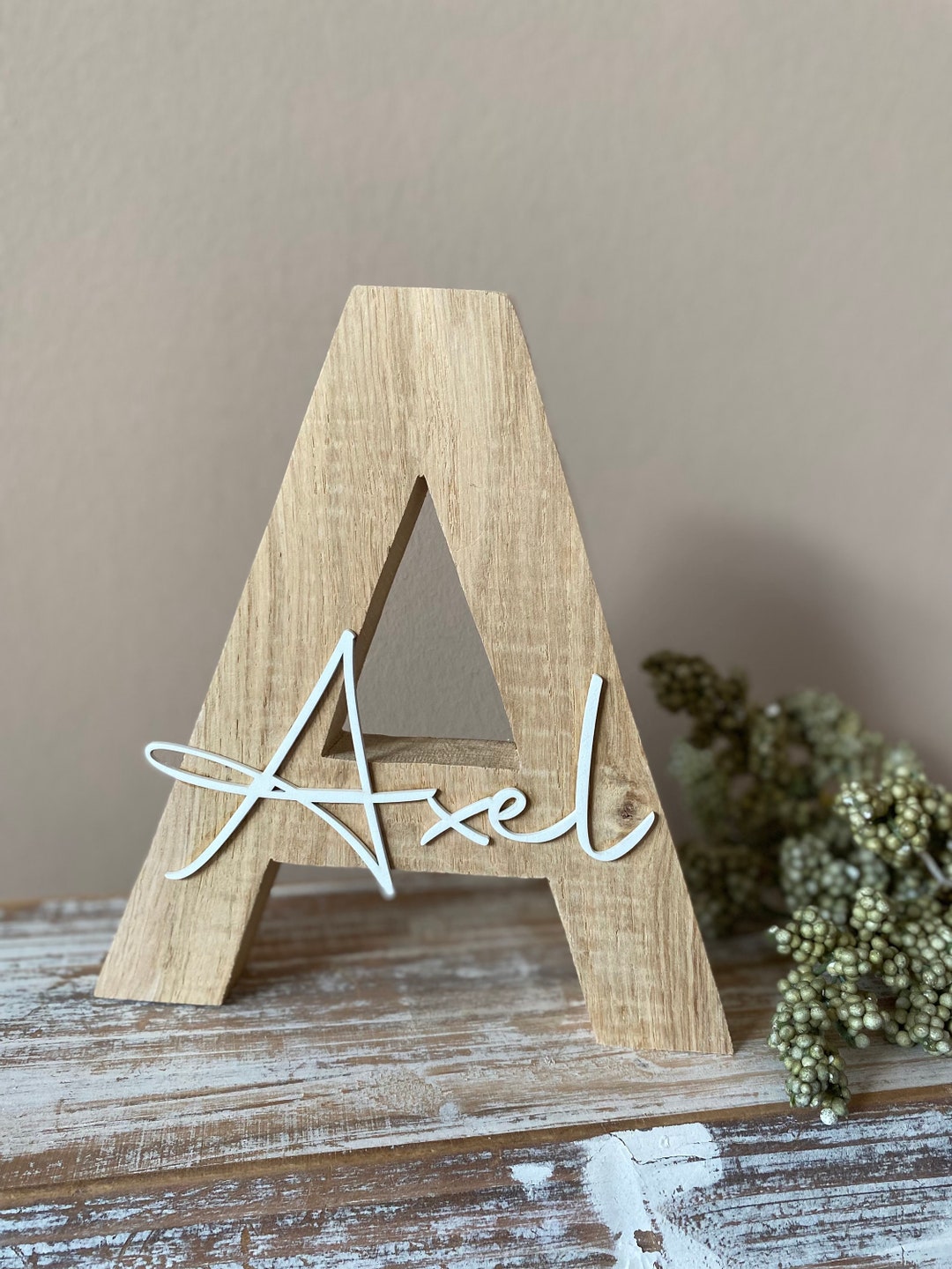 Letter With Name nature Name Plate Wood Birth Gift Wooden Letter ...