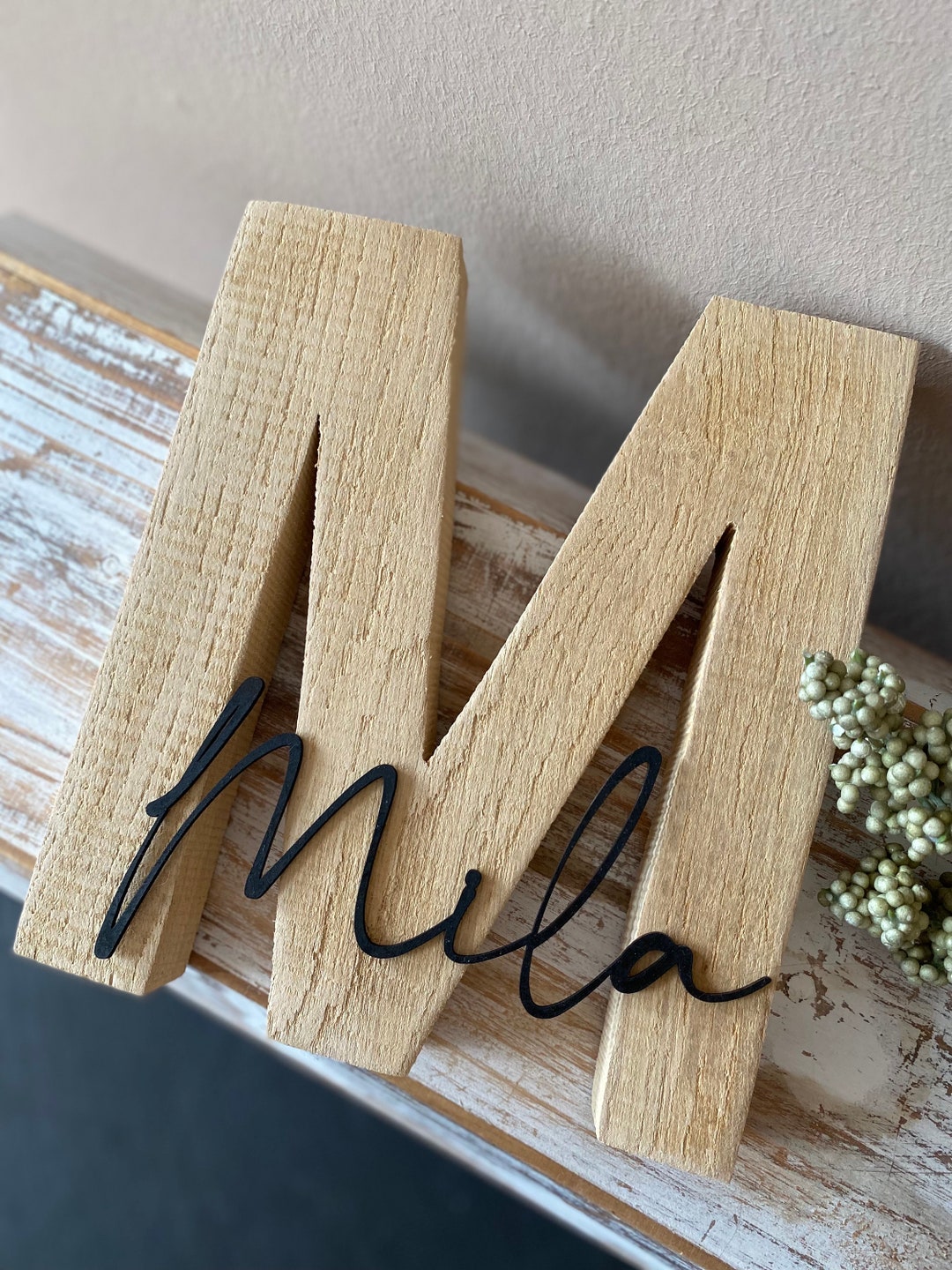 Letter With Name natural Name Plate Wood Gift for Birth Wooden Letter ...