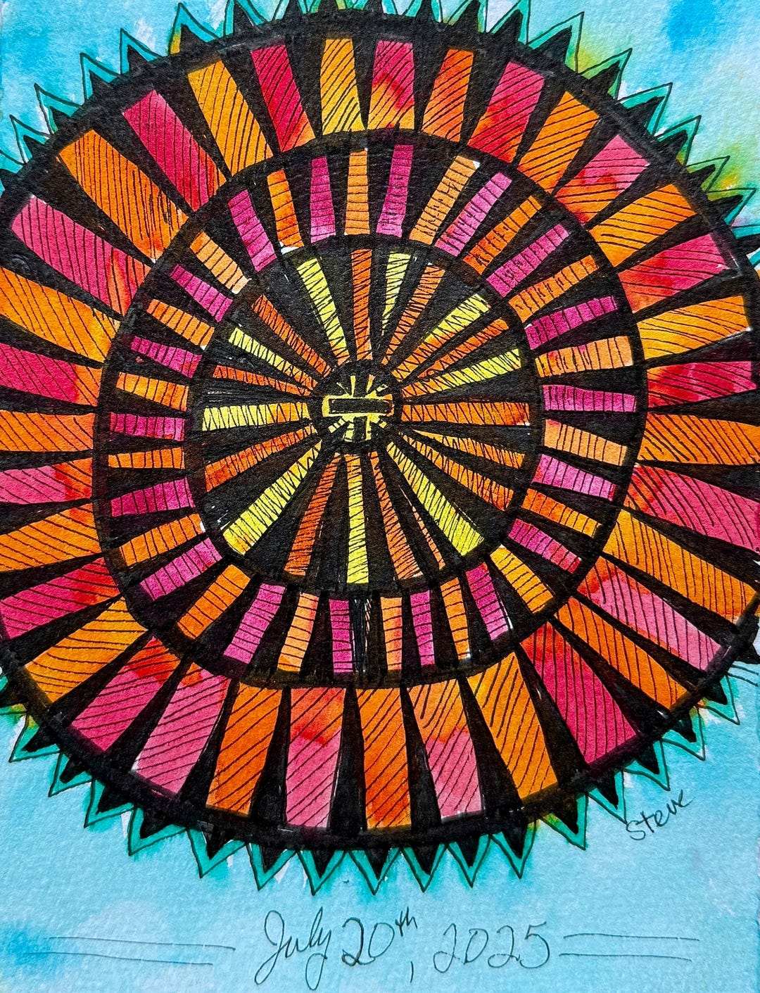 Original Mandala Drawing/painting – “madison Bricks” – 6x8 Pen and Ink ...