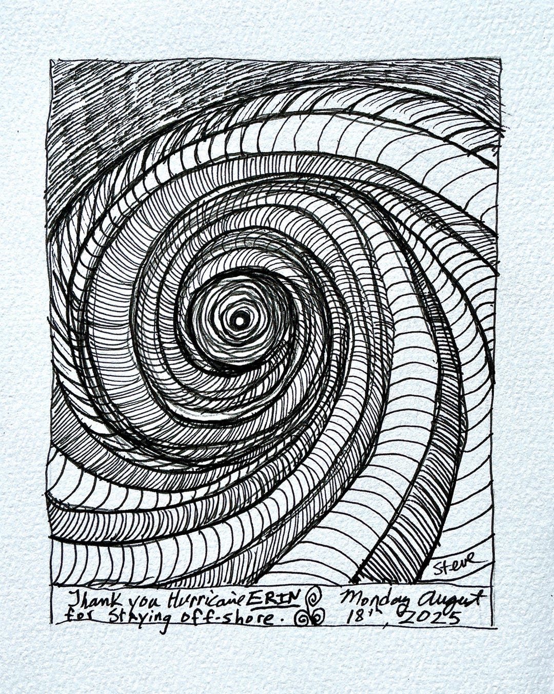 Original Morning Mandala Drawing – “hurricane Erin” – 6”x8” Pen and Ink ...