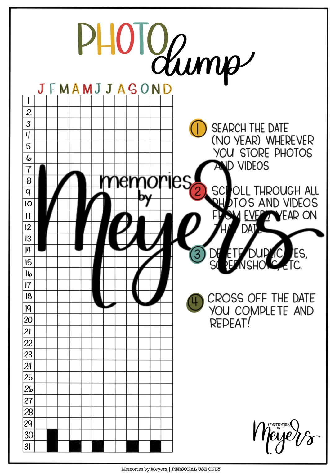 PDF Photo Dump Tracker - Etsy