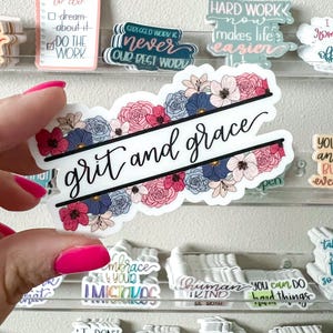 SINGLE STICKER | Grit and Grace | Motivational Sticker | Inspirational ...