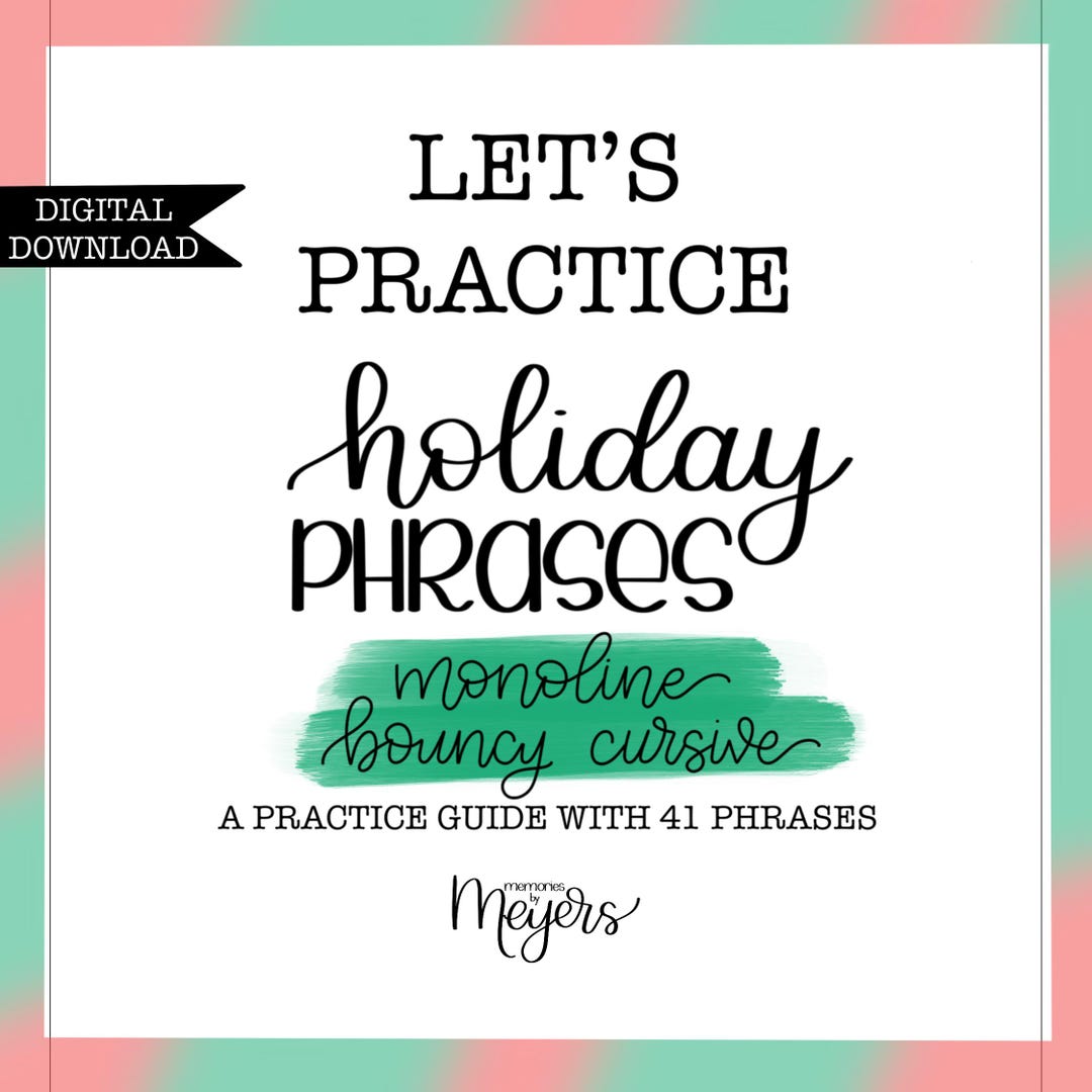 Holiday Phrases Monoline Bouncy Cursive DIGITAL DOWNLOAD (41 Phrases ...