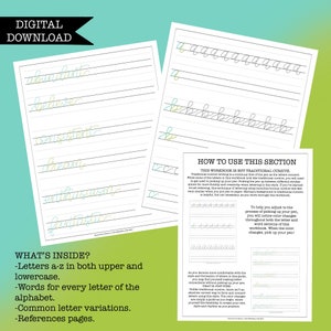 DIGITAL DOWNLOAD Monoline Bouncy Cursive Lettering Workbook (60 PAGES ...