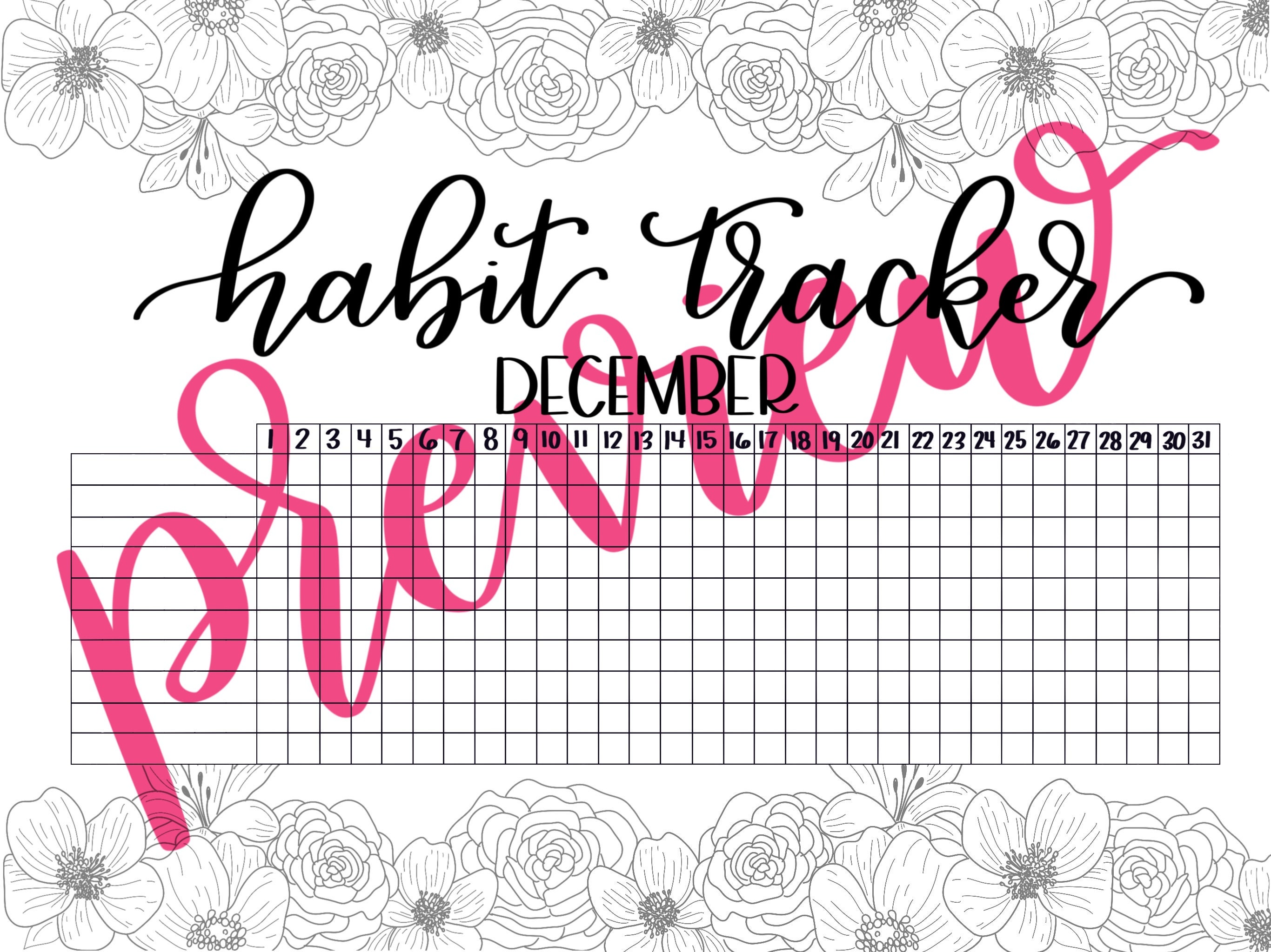 NEW Floral Monthly Habit Tracker full Year Included - Etsy
