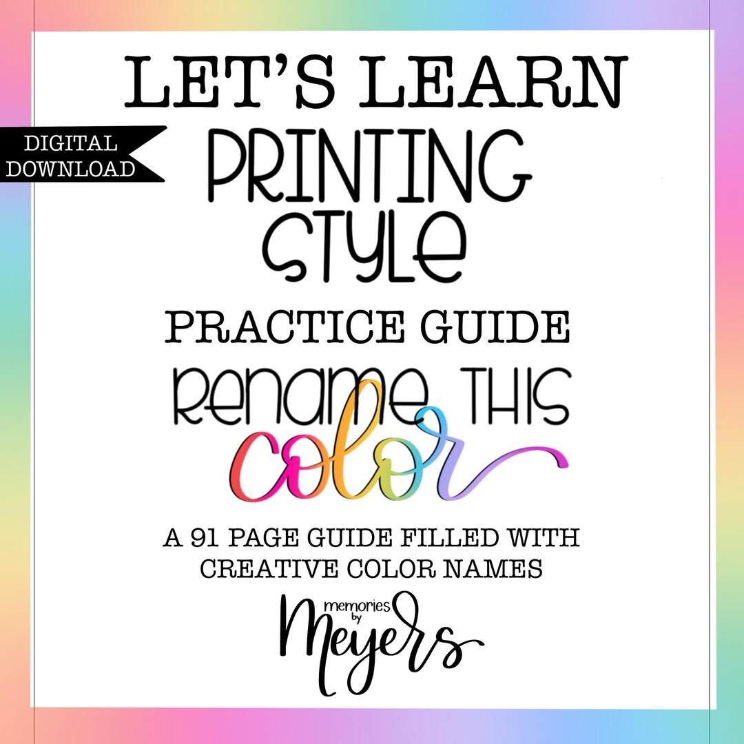 PDF Printing Style: Rename This Color Digital Download (91 Pages) - Etsy