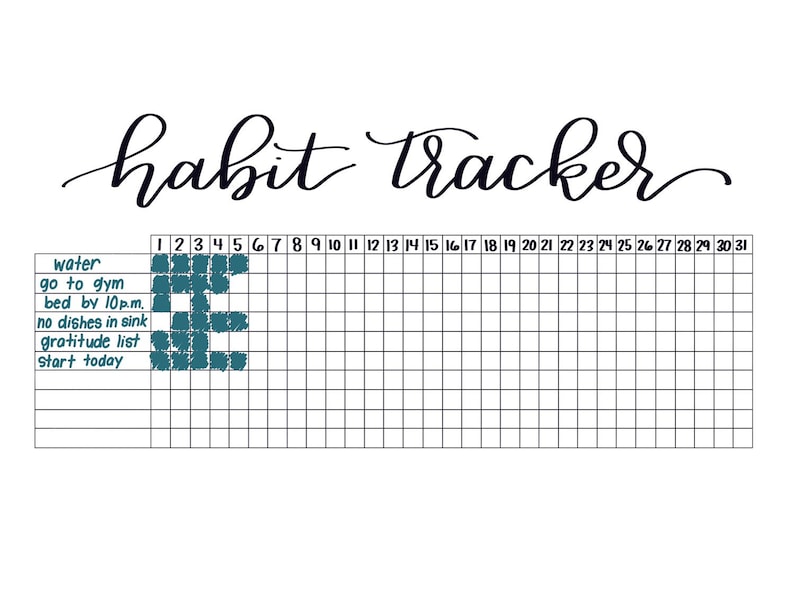 DIGITAL Monthly Habit Tracker Printable | Hand-drawn Minimal Design ...