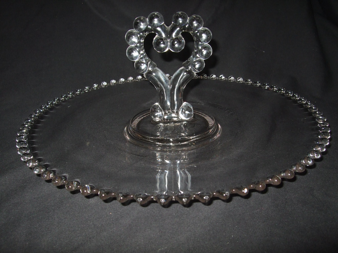 Vintage Imperial Candlewick Serving Tray With Center Heart Shaped ...
