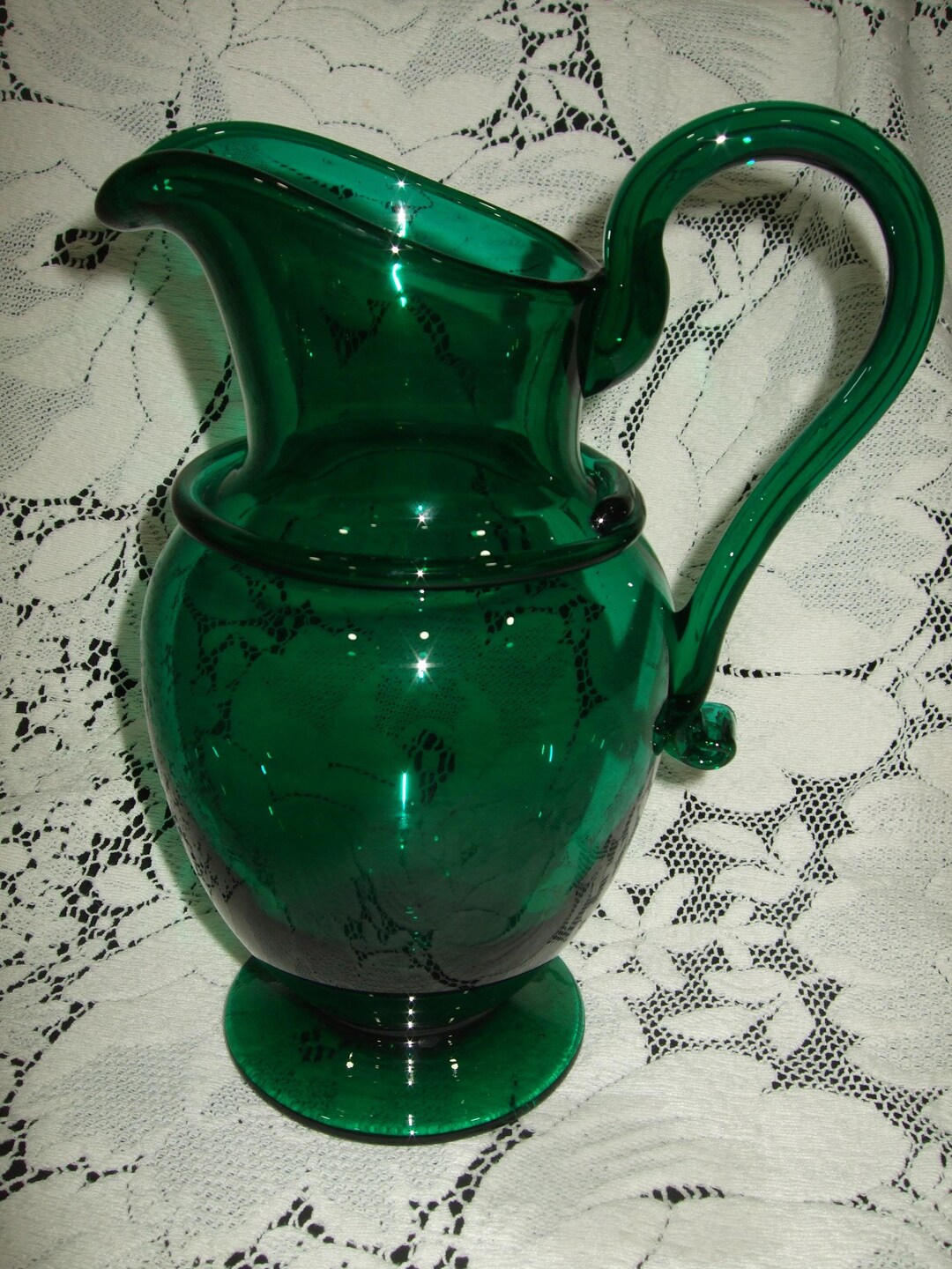 Erickson Glass Metropolitan Museum of Art Signed Emerald Green Pitcher ...