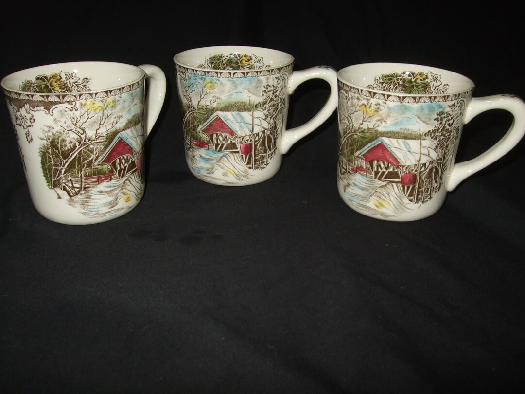 Johnson Brothers Friendly Village Coffee Mugs Covered Bridge, Set of 3 ...