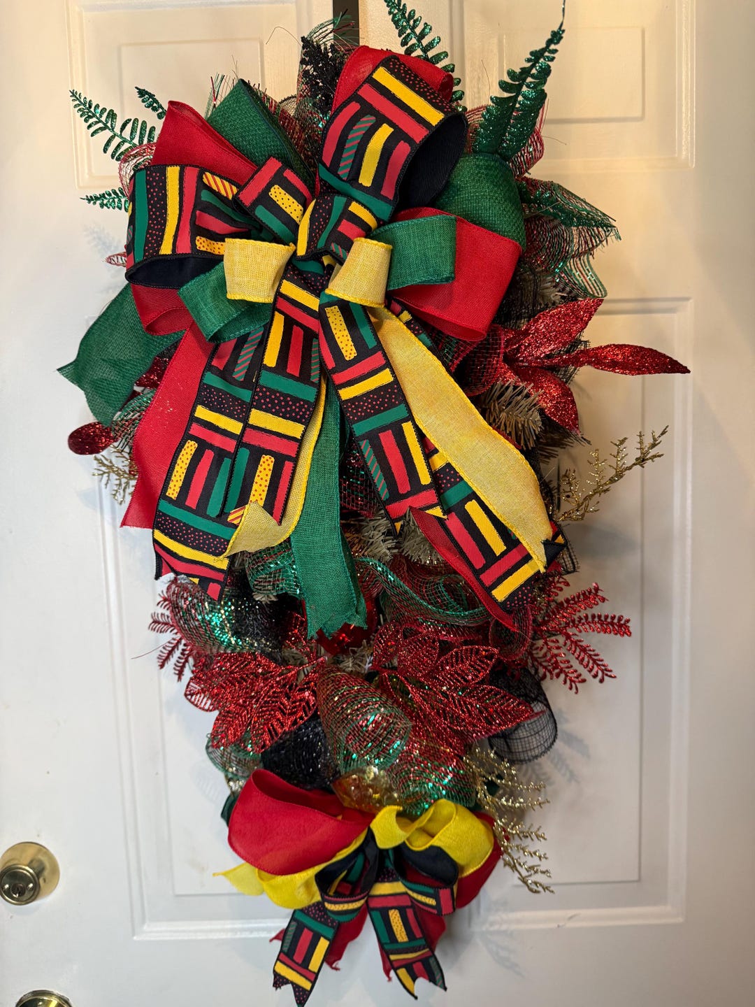 Extra Large Holiday Door Swag – Kwanzaa Inspired Vertical Swag With ...