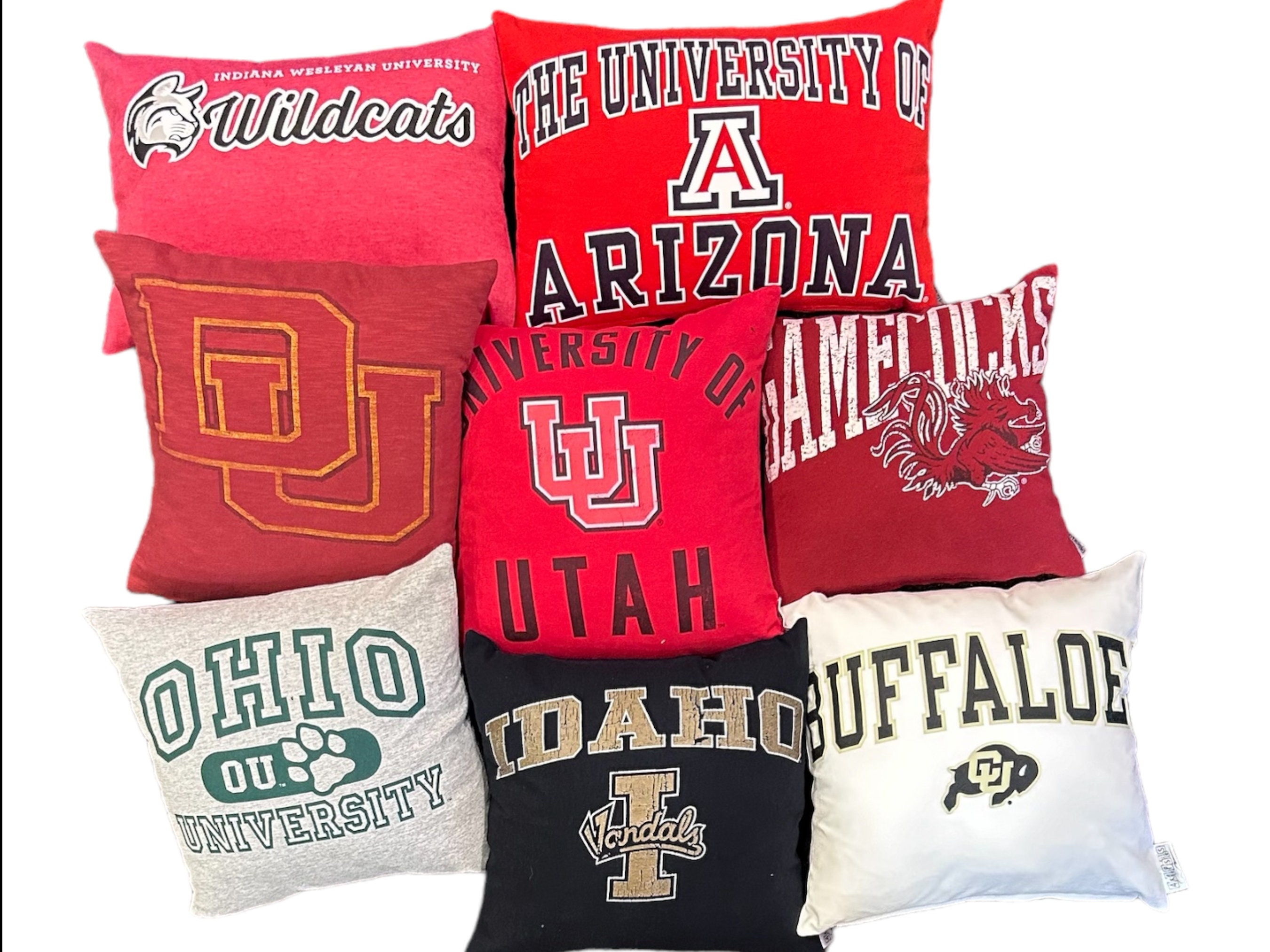 College Pillows, University Throw Pillows, T-shirt Pillows, Dorm Room ...