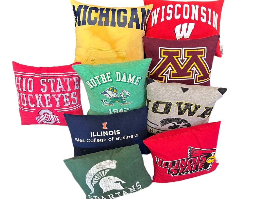 College Pillows, University Throw Pillows, T-shirt Pillows, Dorm Room ...