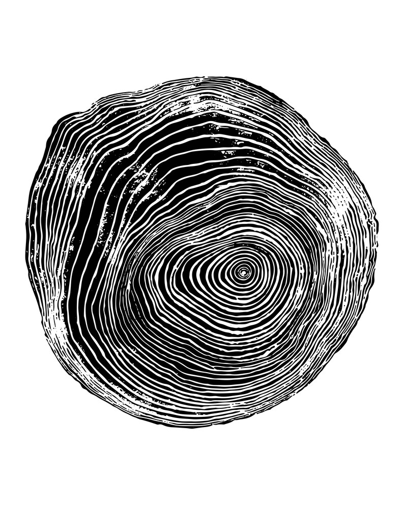 Tree Ring Print Nature Inspired Art Ink Blot Natural Home Decor Log ...