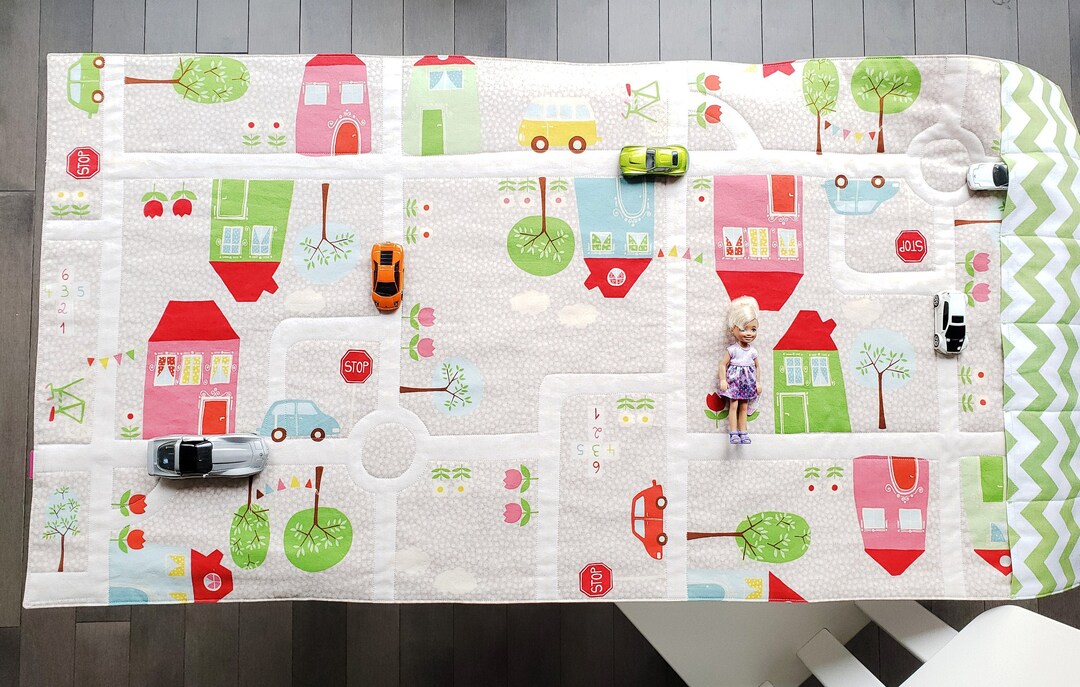 Fold up Town and Road Play Mat - Travel Quiet Time Activity - Fabric ...