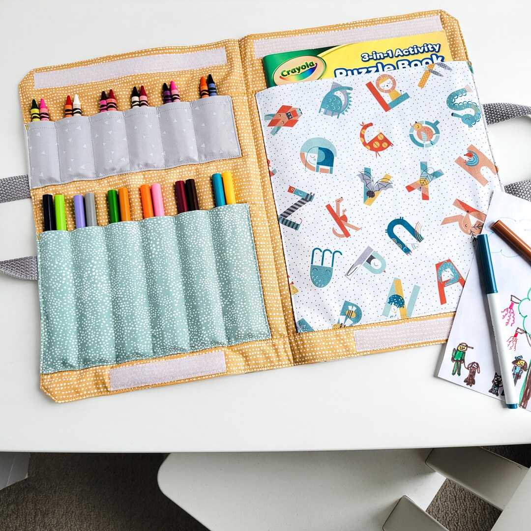Crayon Colouring Book Carrier - Travel Activity Case - Marker Fold up ...