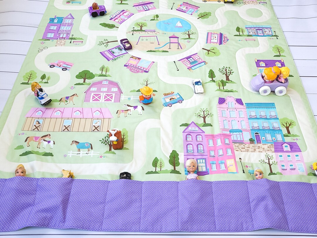 Road and Town Doll Play Mat - Fold up Quiet Time and Travel Activity ...