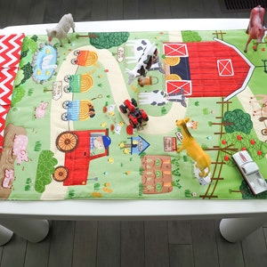 Farm Animal Road Play Mat Child Quilt With Pockets Toy - Etsy