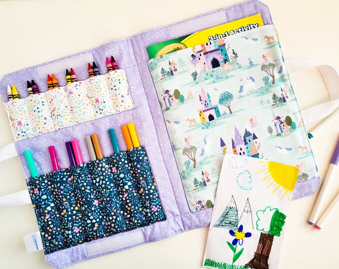 Crayon Colouring Book Carrier - Travel Activity Case - Marker Fold up ...