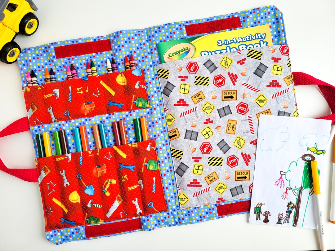 Crayon Colouring Book Carrier - Travel Activity Case - Marker Fold up ...