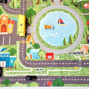 Road Play Mat for Toy Cars, Dolls and Farm Animal Toys - Fold up Travel ...