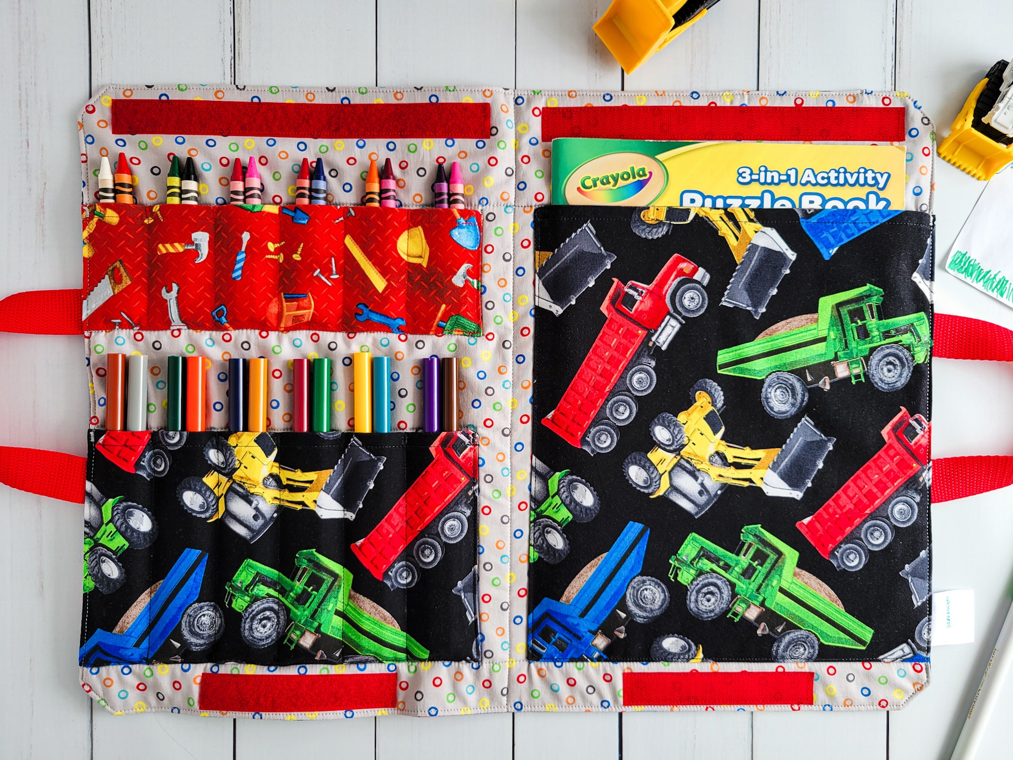 Crayon Colouring Book Carrier - Travel Activity Case - Marker Fold up ...