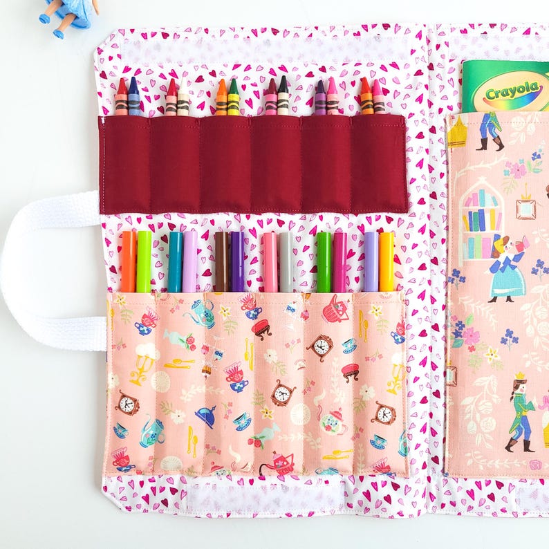Crayon Colouring Book Carrier - Travel Activity Art Case - Marker Fold ...