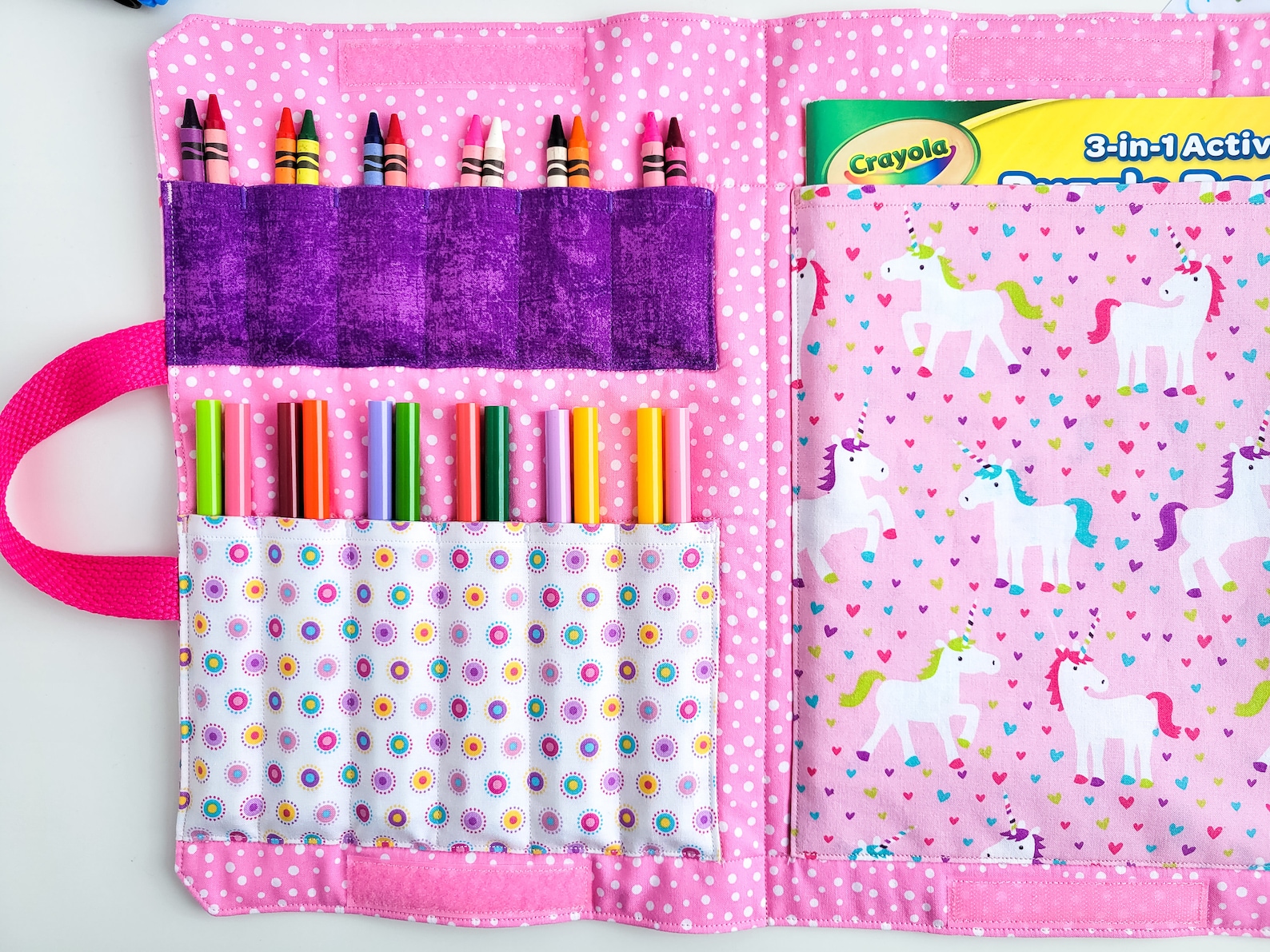 Crayon Colouring Book Carrier - Travel Activity Case - Marker Fold up ...